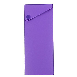 JAM PAPER Plastic Pencil Cases - Sliding Pencil Case Box with Button Snap - Purple - Sold Individually