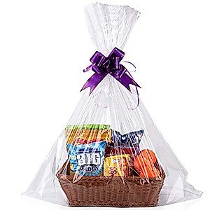 Awpeye Clear Basket Bags, 25 Pack Extra Large Cellophane Wrap for Baskets and Gifts, 32x47 Inches Cellophane Bags, 2 Mil Thick