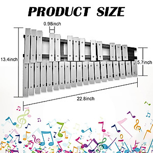 Sierjian 32 Keys Glockenspiel,Foldable Aluminum Xylophone for Adults, Percussion Instruments Kit for Children,Professional Educational Percussion Musical Instrument with 4 Mallets and Carrying Bag