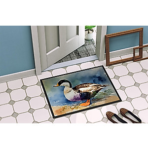 Caroline's Treasures DAC3204MAT Common Eider Duck Doormat Front Door Mat Indoor Outdoor Rugs for Entryway, Non Slip Washable Low Pile, 18H X 27W