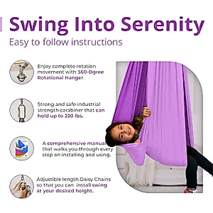AWA Sensory Swing Indoor for Kids & Adults with Special Needs (Includes Hardware) Indoor Swing for Kids & Adults with Autism, ADHD, and Sensory Processing Challenges (Pink/Purple)