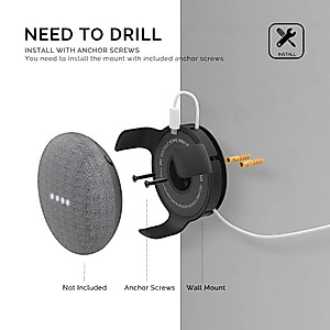 Wall Mount Stand for Google Home Mini/Dot 3rd Generation Voice Assistants Cord Storage Wall Mount(Black)