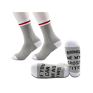 JXGZSO 2 Pairs Can Read This Bring Me My Cross Stitch Socks (Cross Stitch)