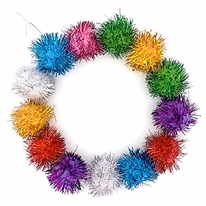 Assorted Color Sparkle Balls for Cats,My Cat's All Time Favorite Toy,1.5 Inches Large Pom Pom Cat Toy,20 Pack