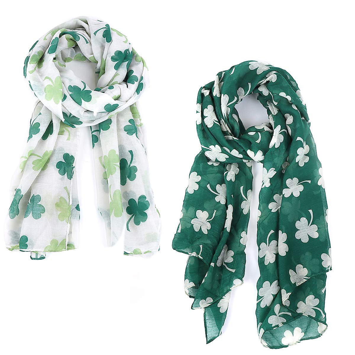 Nollia Green Shamrock St. Patrick's Day 2-Pack Scarf Set for Women