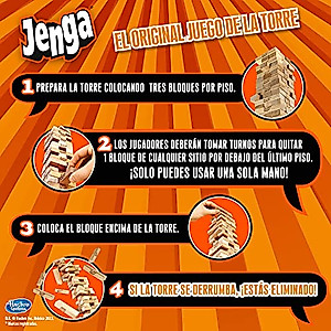 Jenga Classic Game with Genuine Hardwood Blocks, Stacking Tower Game for 1 or More Players, Kids Ages 6 and Up