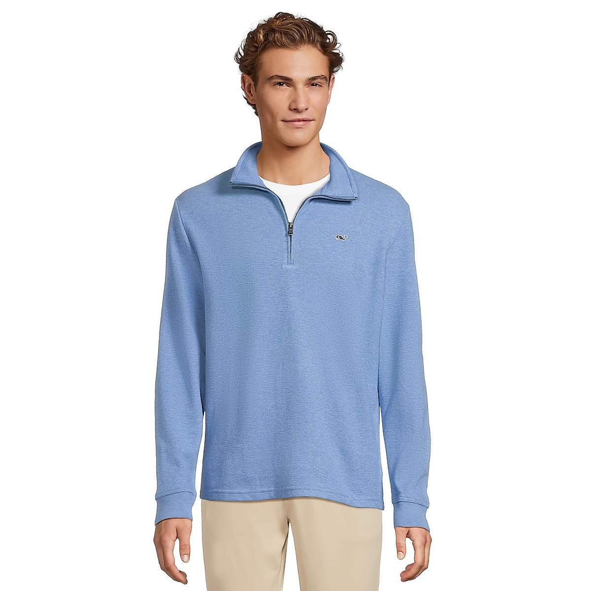 vineyard vines Men's Saltwater Quarter-Zip Pullover Sweater, Hull Blue, XX-Large