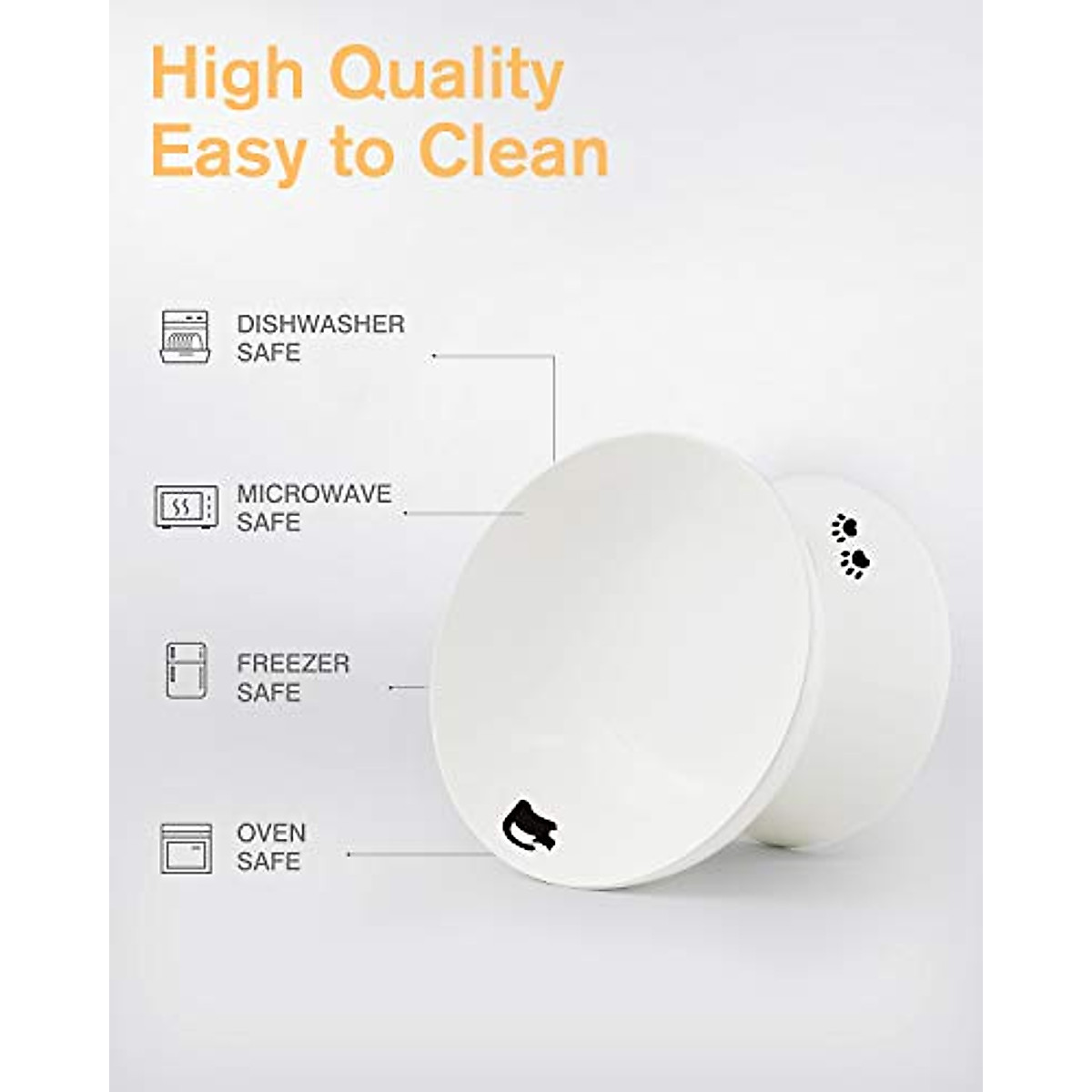 immaculife Ceramic Raised Cat Food Bowl, Slanted Cat Dish, Tilt Angle Protect Cat's Spine, Stress Free, Backflow Prevention