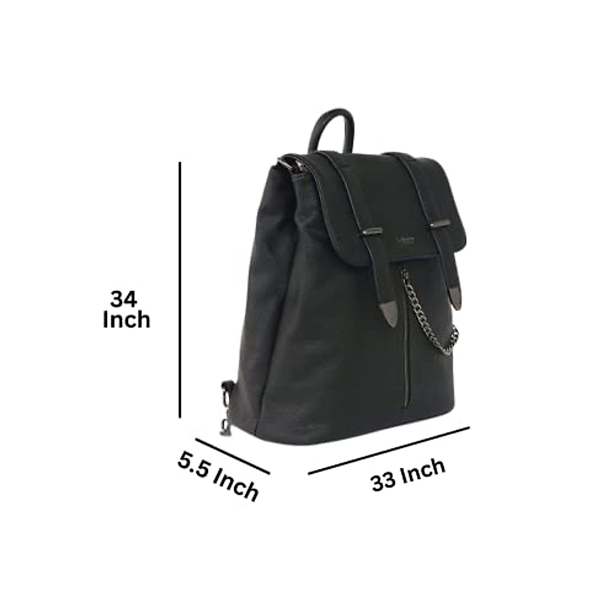 LaBante Leather Designer Backpack Rucksack Shoulder Travel Bag for Women with Adjustable Strap Peta Approved Vegan Sustainable- Black, Agnes