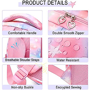 Robhomily Girls Backpack with Lunch Box for Elementary School & Middle School,17 Inch Purple Lightweight School Backpack with Lunch Bags Set for Girls