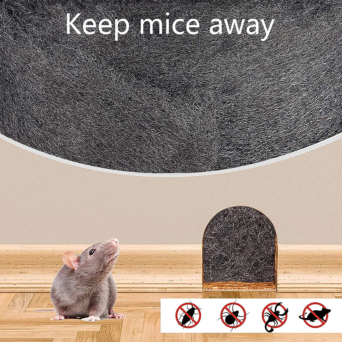Steel Wool for Mice Control - |15FT (150G)| - Steel Wool 0000 Fill Fabric Fine Wire Wool to Keep Annoying Animals away from Holes Wall Cracks Vents