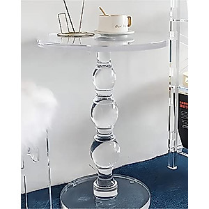 BTLSWI Acrylic Side Table, 16 x16 x 23 inches, Round Accent Pedestal End Tables, Acrylic Furniture Modern Clear Lucite Table for Living Room Bedroom Small Spaces, Easy Assembly