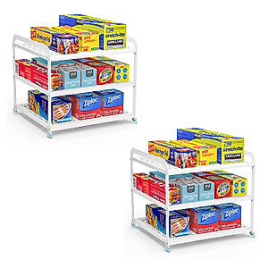 Decostatue Kitchen Cabinet Organizers and Storage Rack- Adjustable Foil and Plastic Wrap Organizer Rack - Sturdy Pantry Organization and Storage for Plastic Bag, Wrap, Foil, Parchment, Snack and Box