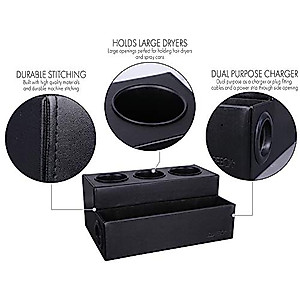 SQUAREBOX Black Hair Tool Organizer - Blow Dryer, Curling Iron, Flat Iron Holder - Hair Styling Tools Accessories Organizer - Vanity Countertop Organizer - Free Travel Bag Gift! (Black)