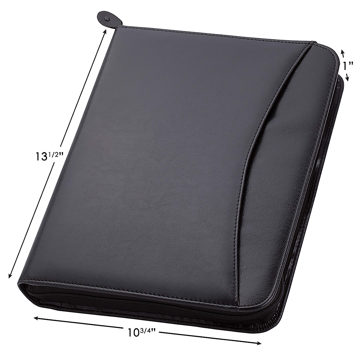 Travigo 3-Ring Zipper Business Leather Portfolio Folder| 1.25" 3-Ring Binder Professional Business Folder Resume Document Organizer|Exterior Pocket | Guesseted File Pocket| 8-1-2" Writing Pad (Black)