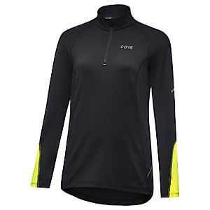 Gore Bike Wear Women's M Wmn Mid Long Sleeve Zip Shir, Black/neon Yellow, Small