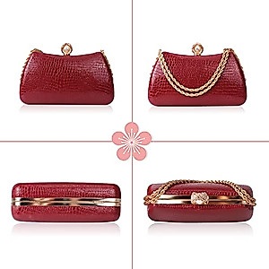 xuson Women Evening Purses Clutch Bags Formal Party Clutches Wedding Purses Cocktail Prom Handbags (wine red)