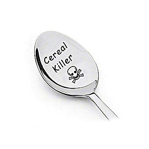 Cereal Killer - Funny Fathers Gifts - Dad Gifts from Son - Laser Engraved Cereal Killer Spoon - Stainless Steel Spoon - Cute Cereal Lovers Gifts for Dad Who Wants Nothing