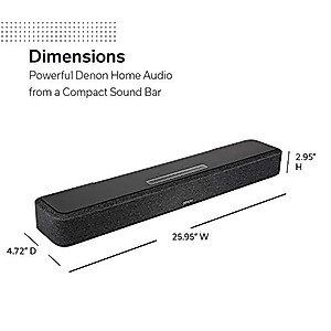 Denon Home Sound Bar 550 - Compact 3D Surround Sound, Dolby Atmos & DTS:X, Built-in HEOS, Amazon Alexa, Seamless Integration with Denon Home 150, 250, 350 Wireless Speakers for Multi-Room Audio, Black