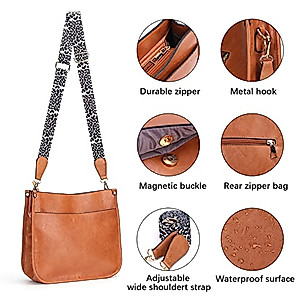 JQWSVE Crossbody Bags for Women Vegan Leather Crossbody Purse with Guitar Strap Designer Hobo Handbag Zipper Shoulder Bag