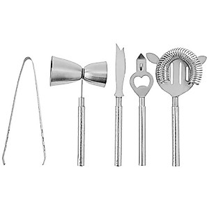 Godinger 9 Piece Leather Barware Set, Black