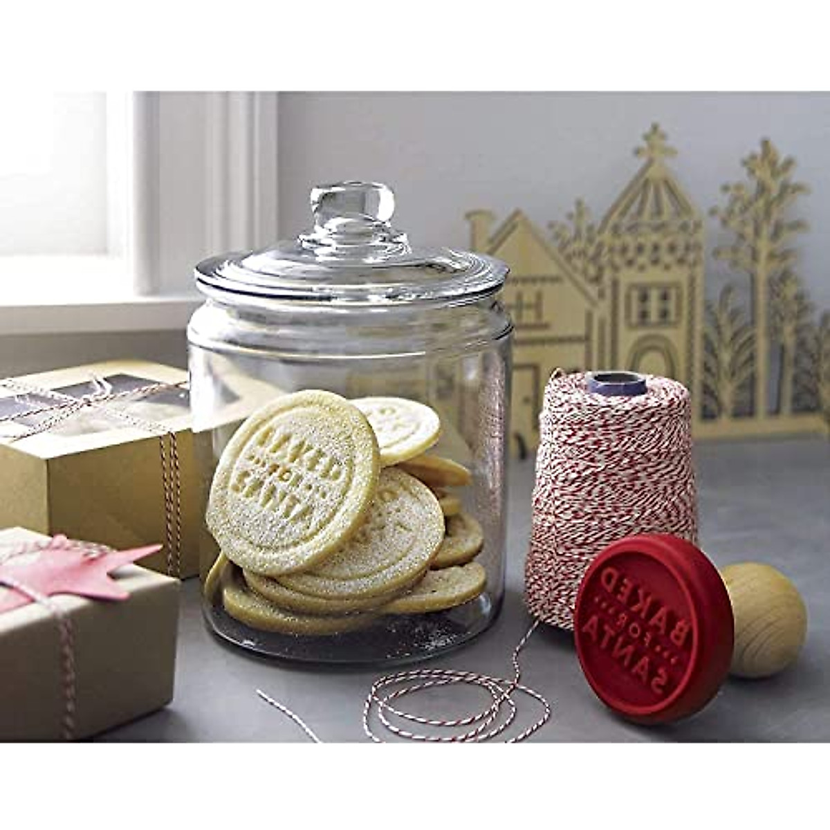 3pc Canister Sets for Kitchen Counter + Labels & Marker - Glass Cookie Jars with Airtight Lids - Food Storage Containers with Lids Airtight for Pantry - Flour, Sugar, Coffee, Cookies, etc.