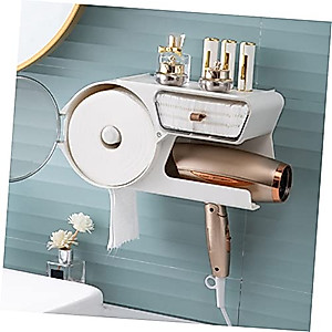 SWOOMEY Paper roll White Toilet Paper Holder Wall Mount Toilet Paper Holder Paper Towel Dispenser Tissue Storage Shelf Wall Toilet Paper Towels Holder Toilet Paper Case No Punching Napkin