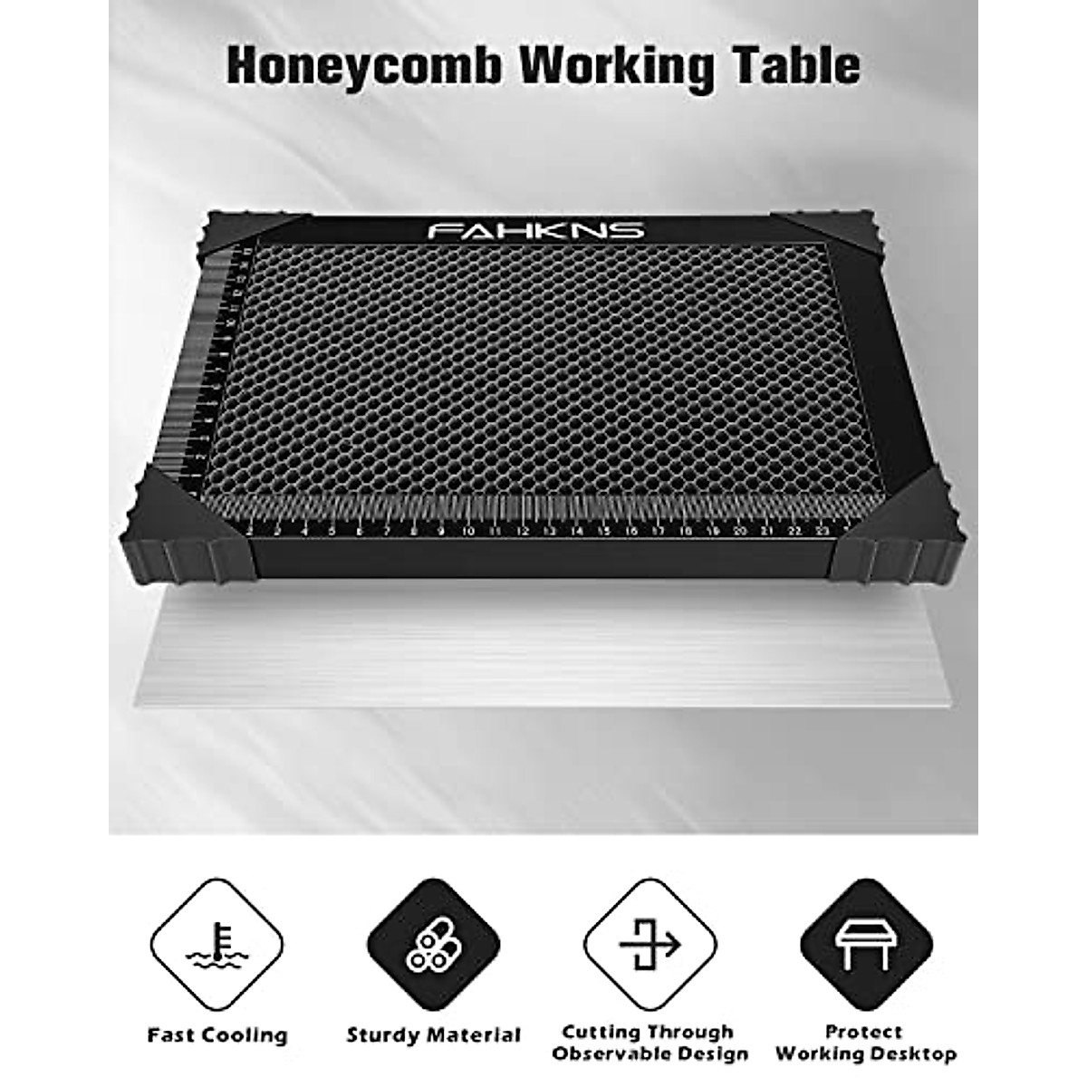 FAHKNS Honeycomb Working Table, 300 x 200 x 22mm Honeycomb Laser Bed for Most Laser Engravers, for Fast Heat Dissipation and Table-Protecting with Aluminum Plate