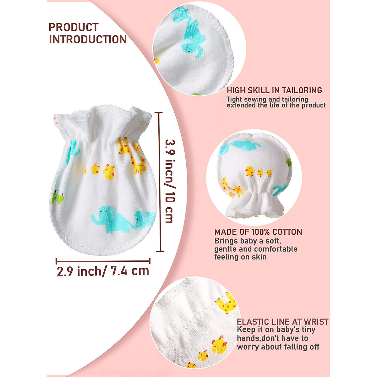 Syhood Newborn Baby Mittens No Scratch Unisex Baby Gloves for 0-6 Months Boys Girls(17 Pairs)