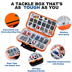 TOPFORT 187/343pcs Fishing Accessories Kit, Including Jig Hooks, Bullet Bass Casting Sinker Weights, Fishing Swivels Snaps, Sinker Slides, Fishing Set with Tackle Box