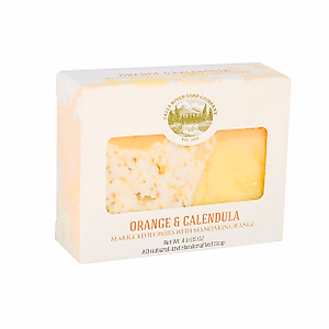 Orange Soap with Calendula Oil (4Oz) - Handmade Soap Bar with Orange, Yuzu and Calendula Essential Oils, flower petals - Organic and All-Natural – by Falls River Soap Company