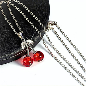 Ginger Lyne Collection Cherry Red Agate Stone Sterling Silver Pendant Necklace Water Waves chain
