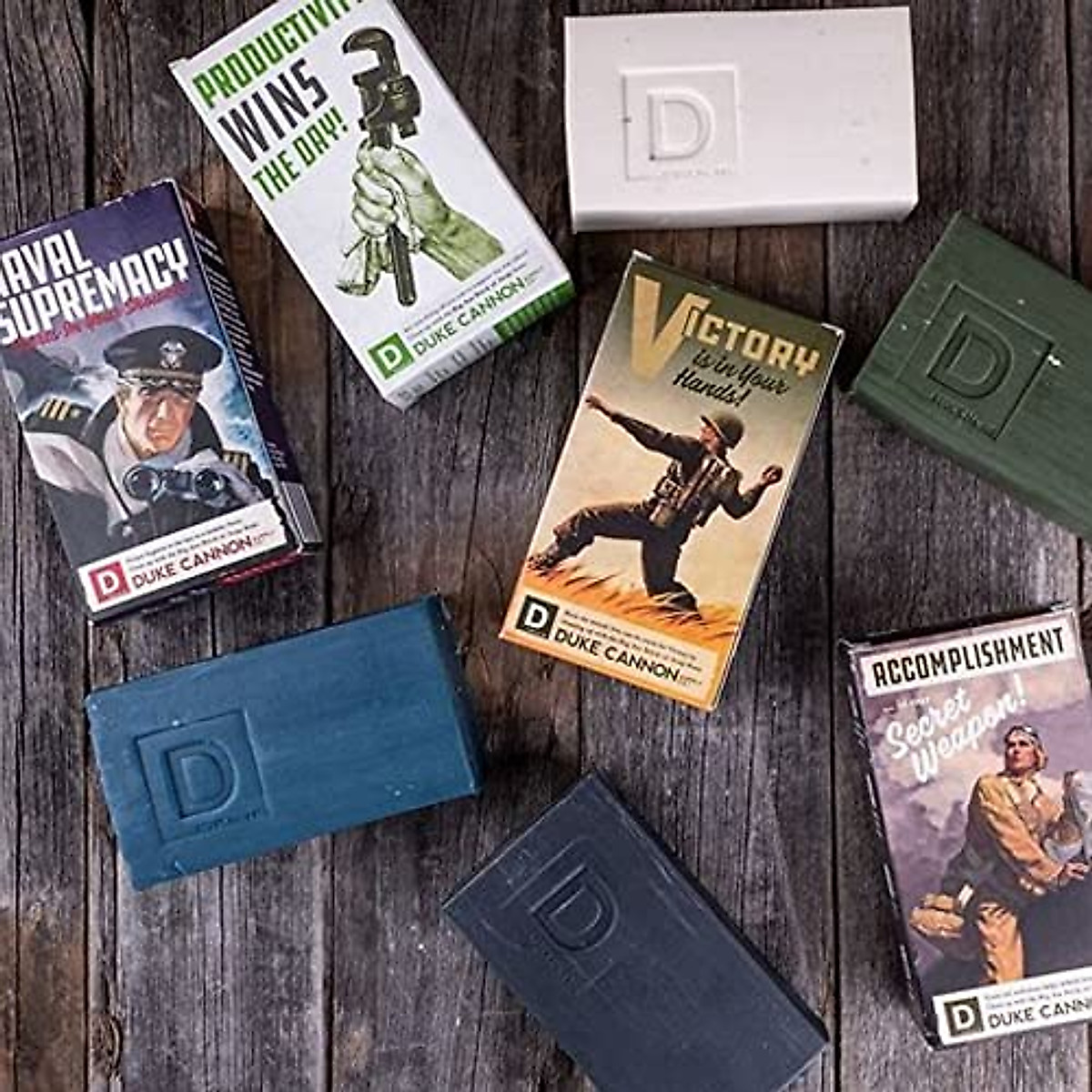 Duke Cannon Supply Co. Big Ass Brick of Soap Bar for Men WWII Collection (Naval Diplomacy, Accomplishment, Victory, Productivity)Variety-Pack- Extra Large, Masculine Scents, 10 oz (Variety 4 Pack)