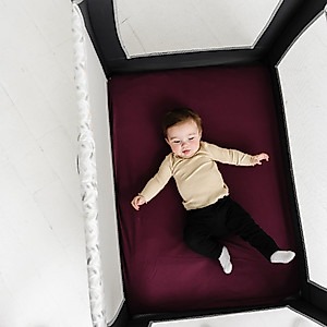 Natemia Fitted Pack and Play Sheet - 100% Organic Cotton - for Standard Size Playard, Pack n Play, and Mini Crib Mattress - Ultra Soft, Thick & Stretchy Jersey Knit Cotton