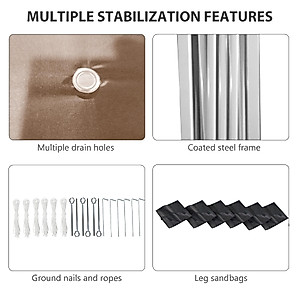 Outsunny 10' x 19.5' Pop Up Canopy Tent with Sidewalls, UPF 30+ Height Adjustable Large Party Tent Event Shelter with Leg Weight Bags and Wheeled Carry Bag for Garden, Patio, Brown