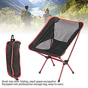 Portable Chair, Convenient to Carry Simple Operation Nylon Mesh Compact Outdoor Chair Wide Uses Small After Folding for Barbecue(Big red)