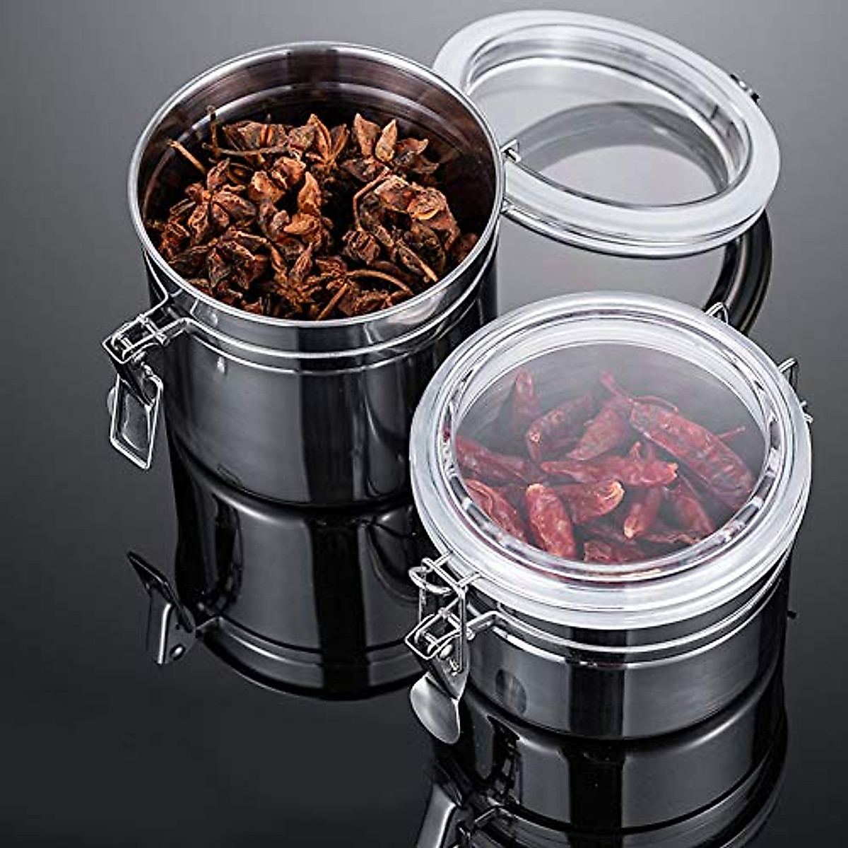 Transparent stainless steel metal lid storage container, rust-proof storage container for the kitchen at home(12.5 * 13)