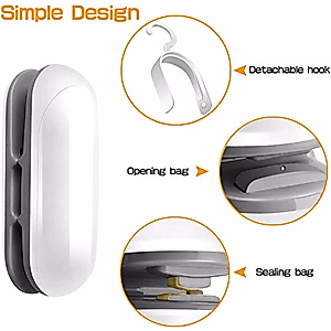 Mini Bag Sealer Heat Seal, 2 in 1 Sealer and Cutter Portable Mini Sealing Household Machine with Detachable Hook for Plastic Bags