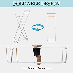 ZOES HOMEWARE Modern Foldable Garment Rack Heavy Duty Collapsible Clothing Rack for Hanging Clothes,Portable Steel Standing Clothes Rack with Shelves for Clothes,Space Saving-White