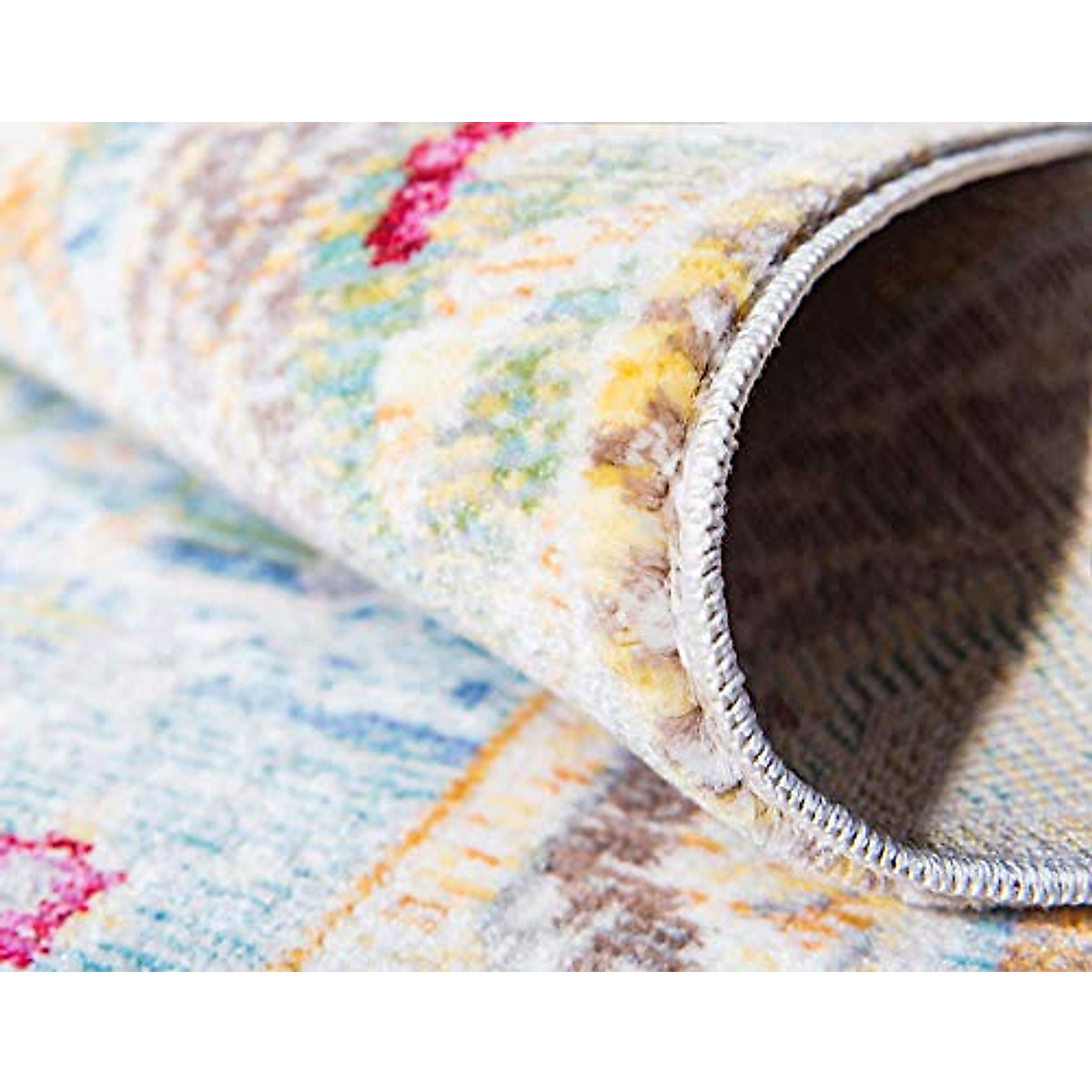 Unique Loom Austin Collection Traditional Border, Floral, Vintage Area Rug, 8' 0" x 10' 0", Blue/Green