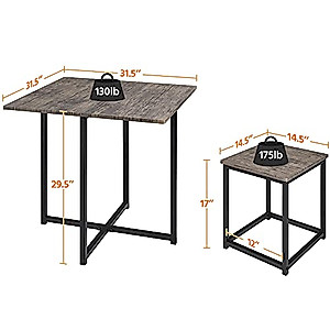 Yaheetech 5-Piece Dining Table Set - Industrial Kitchen Table & Chairs Sets for 4 - Compact Table with 4 Stools & Space-Saving Design for Apartment, Small Space, Breakfast Nook, Drift Brown