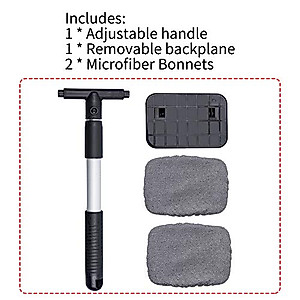 URlighting Windshield Cleaning Brush Tool - Car Window Cleaner with Extendable Handle Auto Car Glass Cleaner with 2 Washable and Reusable Pads(Gray)