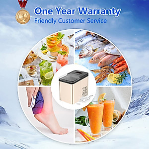 VECYS Upgraded Ice Maker, Premium Countertop Ice Machine 26LBS Daily Ice Making Capacity and Self-Clean Function with Ice Scoop and Basket, Champagne