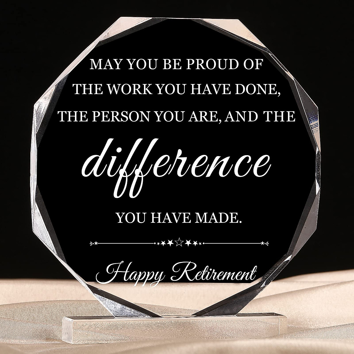Acrylic Retirement Gift Acrylic Plaque Happy Retirement Table Centerpiece Inspirational Gift May You Be Proud of The Work Paperweight Keepsake for Women Retired Teacher Coworker (Elegant Style)