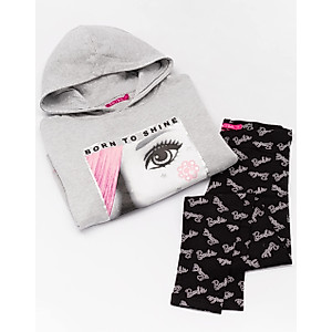 Barbie Hoodie & Leggings Girls Kids Doll Jumper Black Grey Clothes 3-4 Years