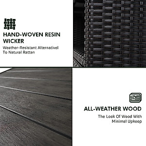 Grand patio Outdoor Wicker Storage Cabinet 2-Door and Shelves Waterproof Patio Sideboard Buffet Cabinet, Dark Brown