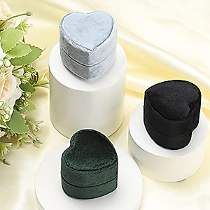 WantGor Velvet Ring Box, Double Jewelry Ring Gift Box Vintage Ring Display Holder Engagement Wedding Box with Detachable Lid (Green)