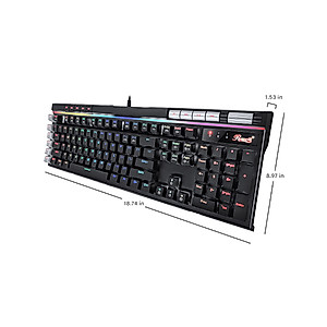 Rosewill Blitz K50 RGB BR Wired Gaming Tactile Mechanical Keyboard, 14 RGB Backlight Anti-Ghosting 6 Macro Keys, Dedicated Media Controls