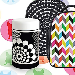 French Bull Stainless Steel Leak Proof Hot Lunch Thermos Vacuum Insulated Food Soup Jar Container, Easy Grip Lid, 16oz, Mosaic