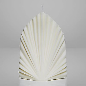 LUXANNA Large Decorative Scented Palm Leaf Shaped Candle (White) - Handmade Aesthetic Candle for Home Decor - Minimal Soy Wax Scented Candles Ideal Gift for Mother's Day, Birthday, Wedding, etc